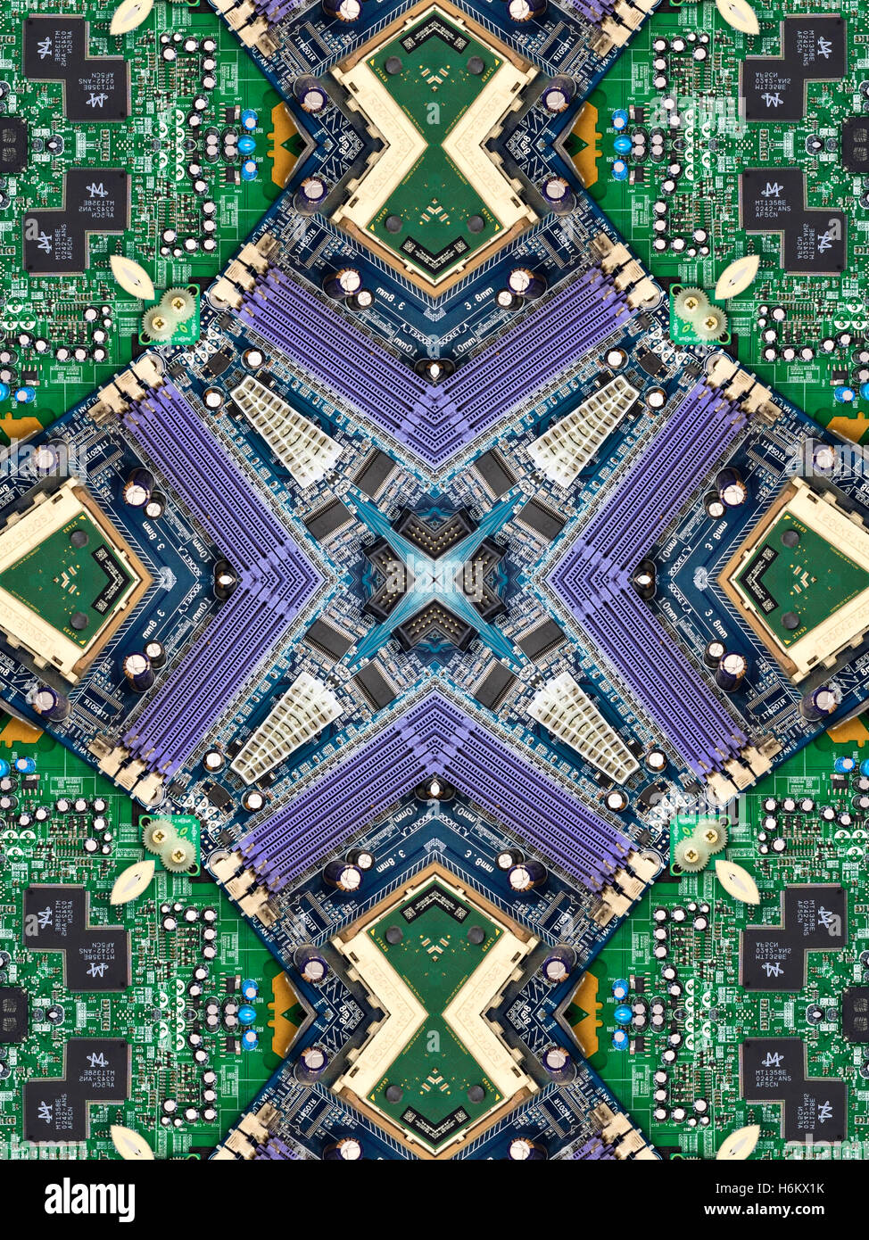 A kaleidoscope image made from the inside of a computer - its ...