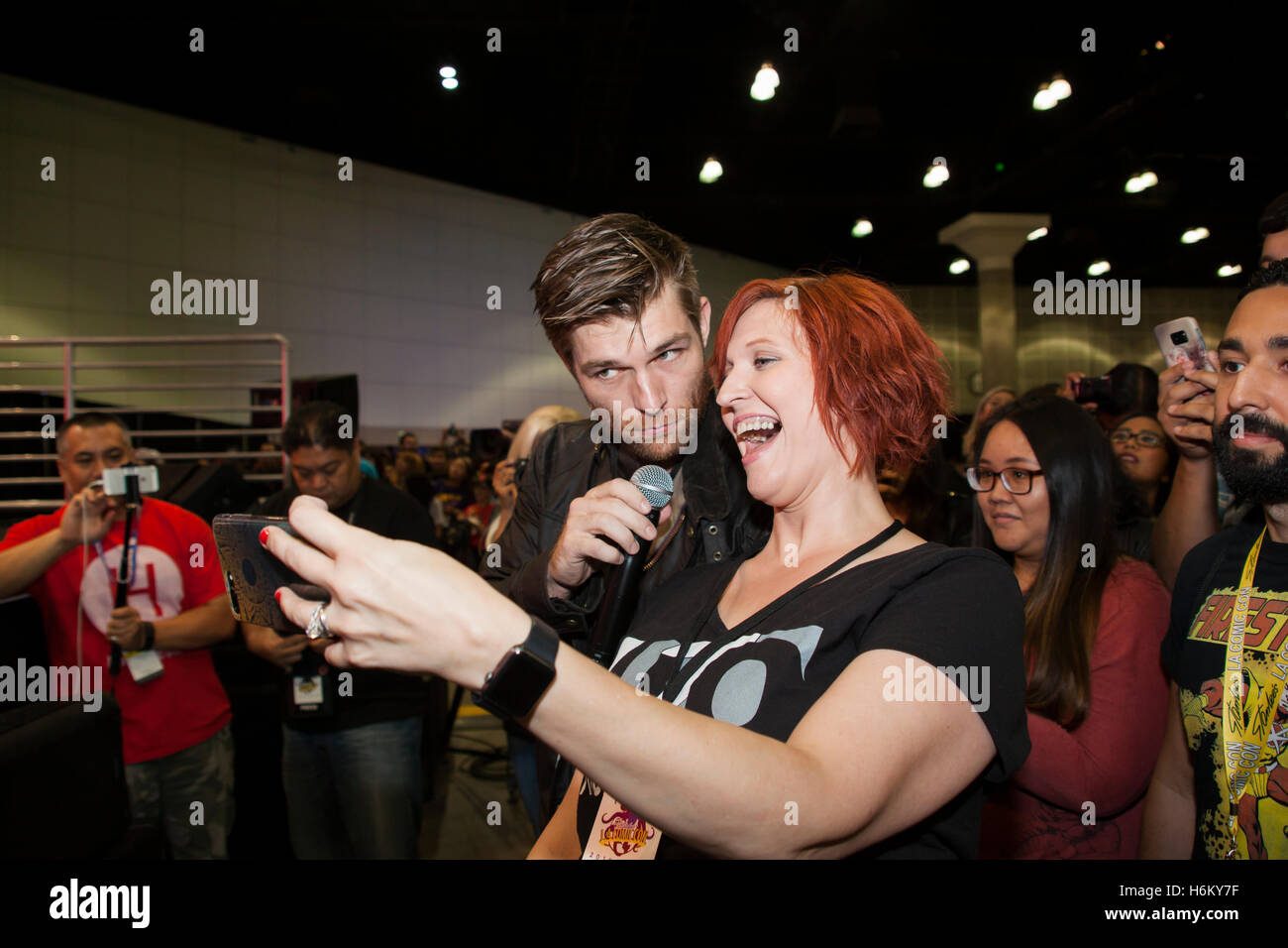 STAN LEE LA COMIC CON: Actor Liam McIntyre leaves the stage during The ...