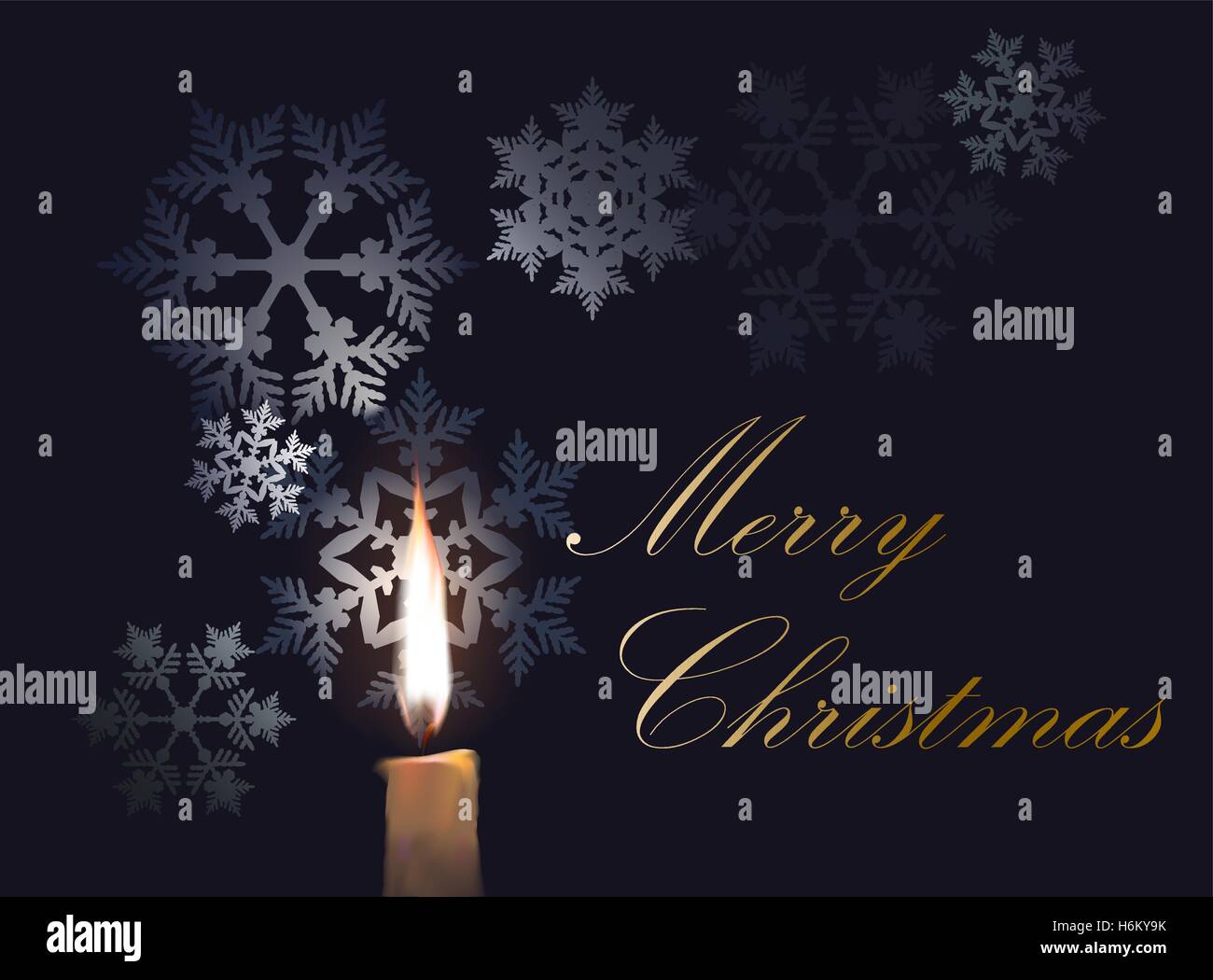 Vector candle with snowflakes and Merry Christmas text. The elements ...