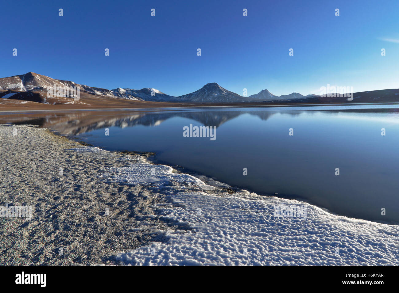 Lake Lejia with Chiliques, Lascar, Aguas Calientes and Acamarachi ...