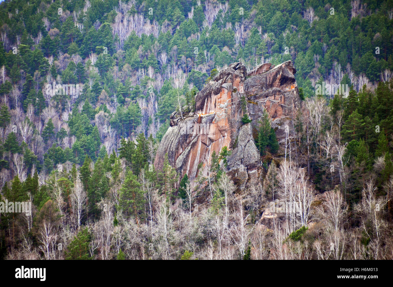 Rock outcrop in Stolby Nature Sanctuary, Krasnoyarsk, Siberia, Russia ...
