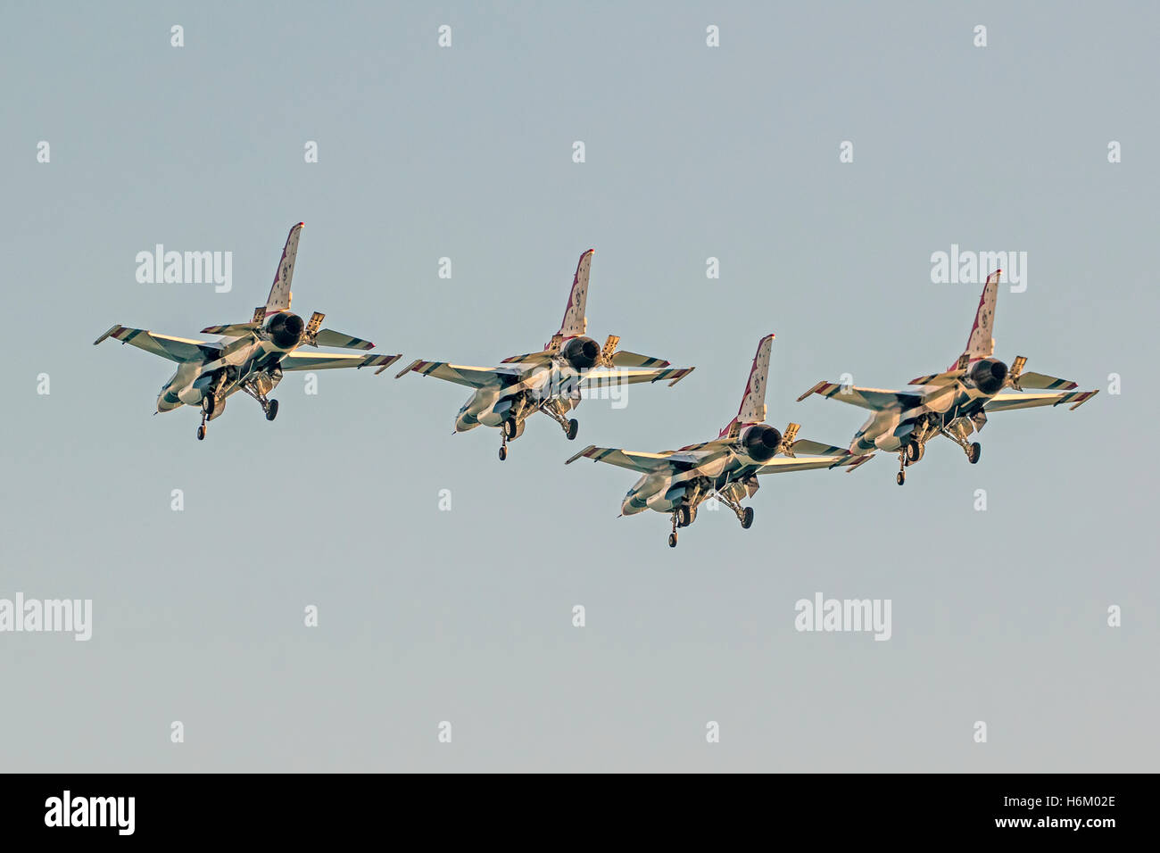 Airplane Thunderbirds F-16 jet fighter flying at 2016 Huntington Beach ...
