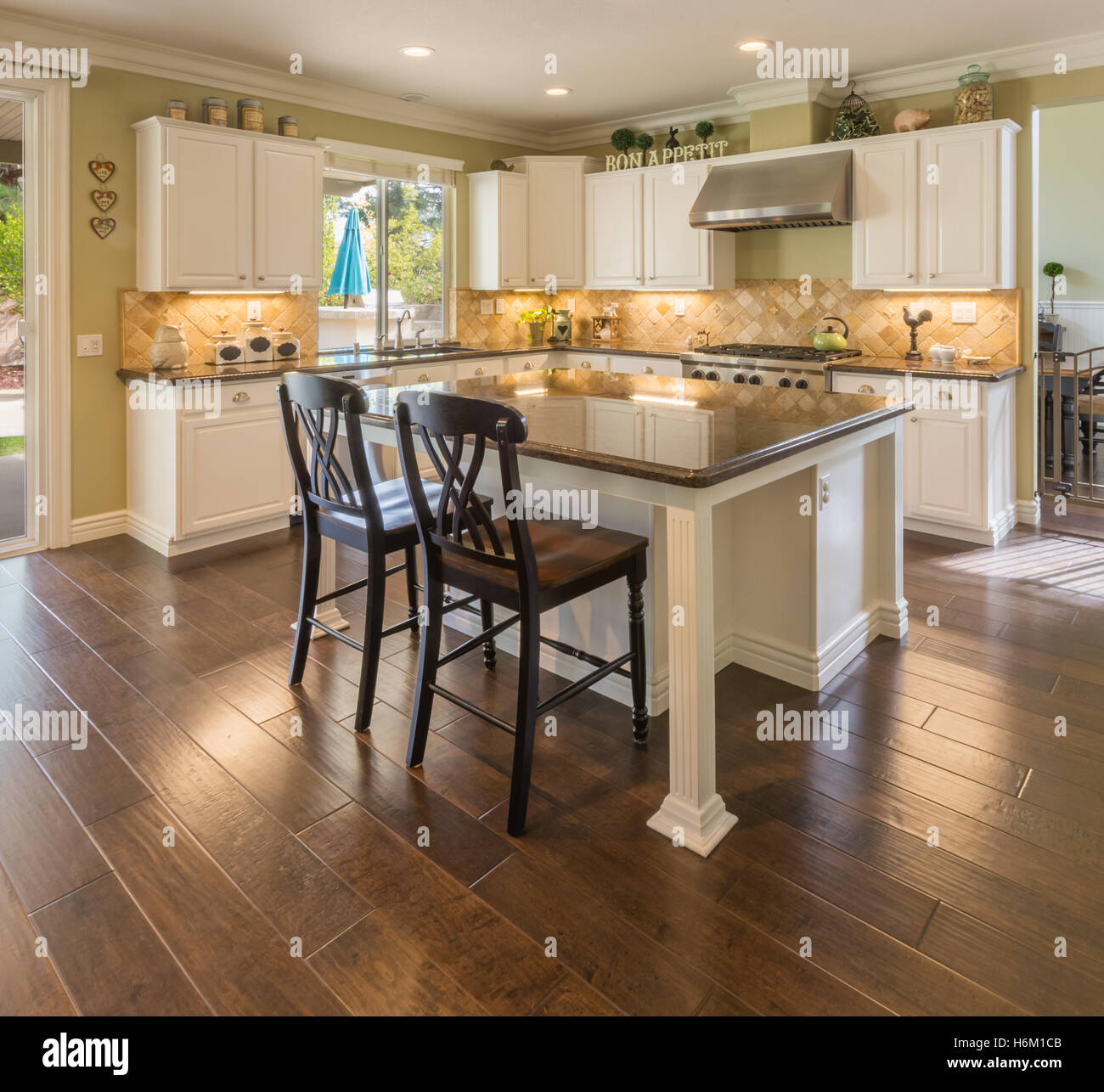 Beautiful Custom Kitchen Interior in a New House Stock Photo - Alamy