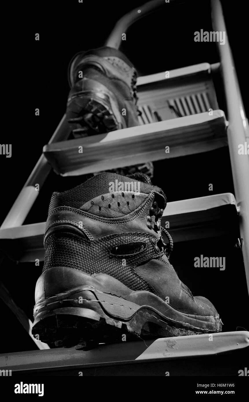 Old man up ladder hi-res stock photography and images - Alamy