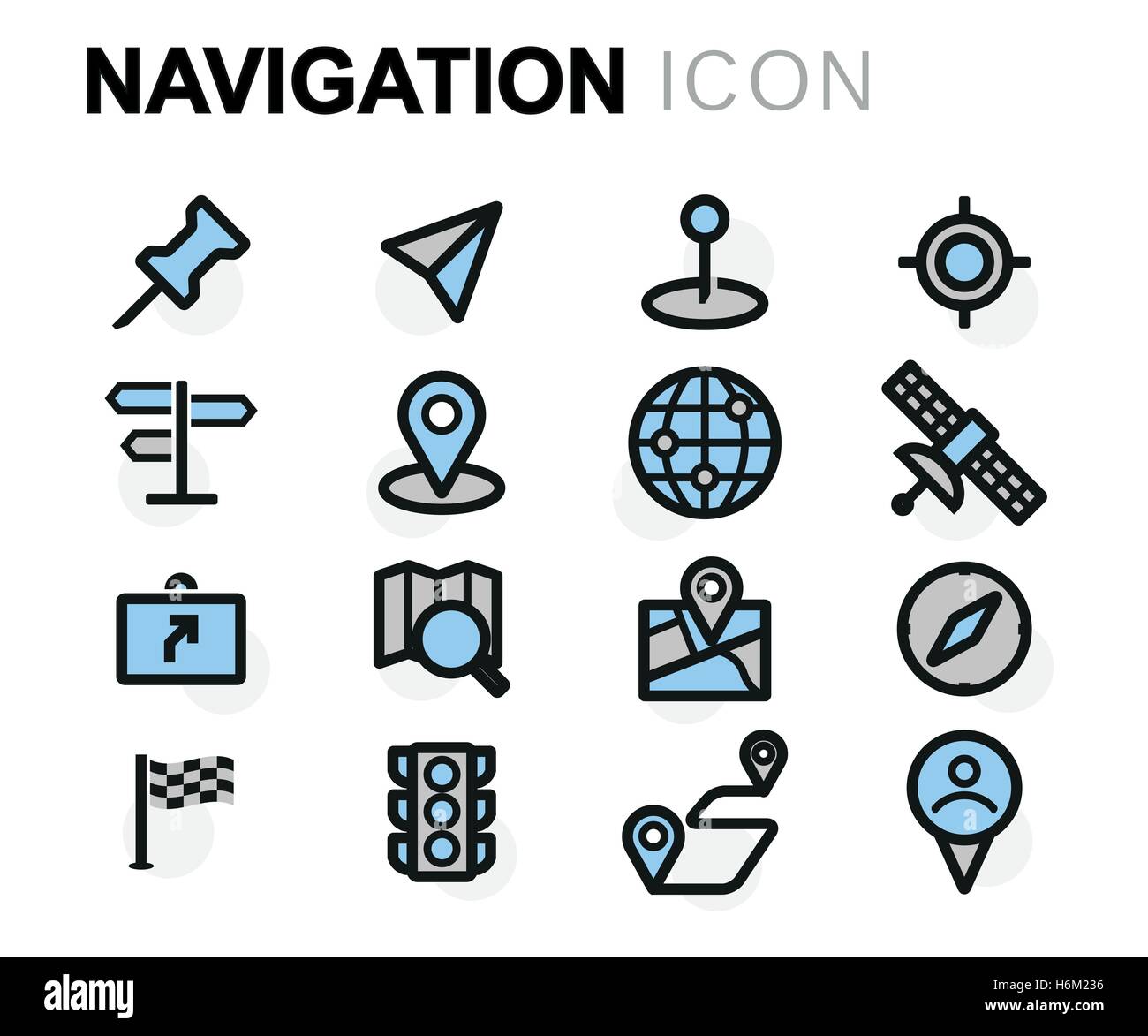 Vector flat line navigation icons set on white background Stock Vector ...