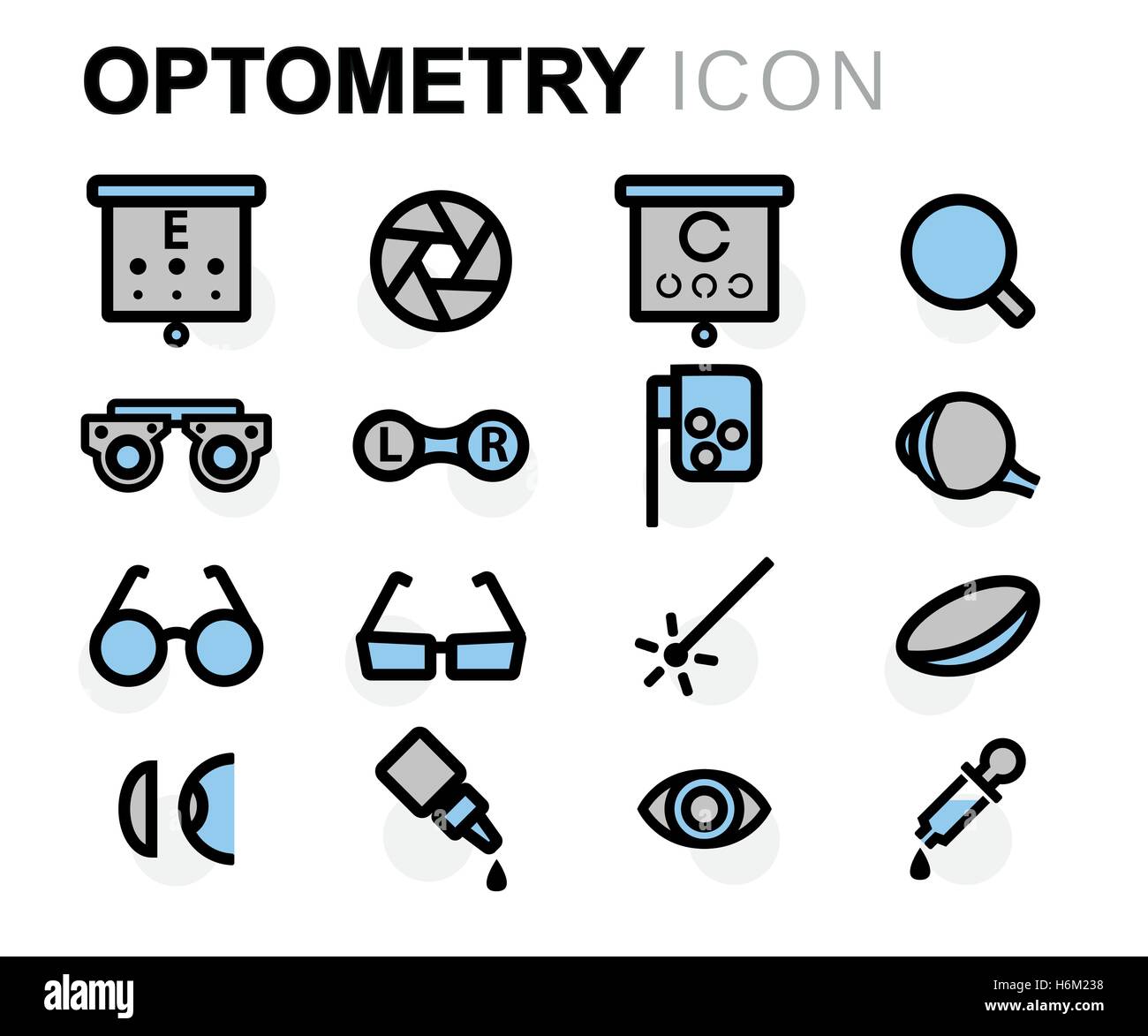 Vector flat line optometry icons set on white background Stock Vector ...