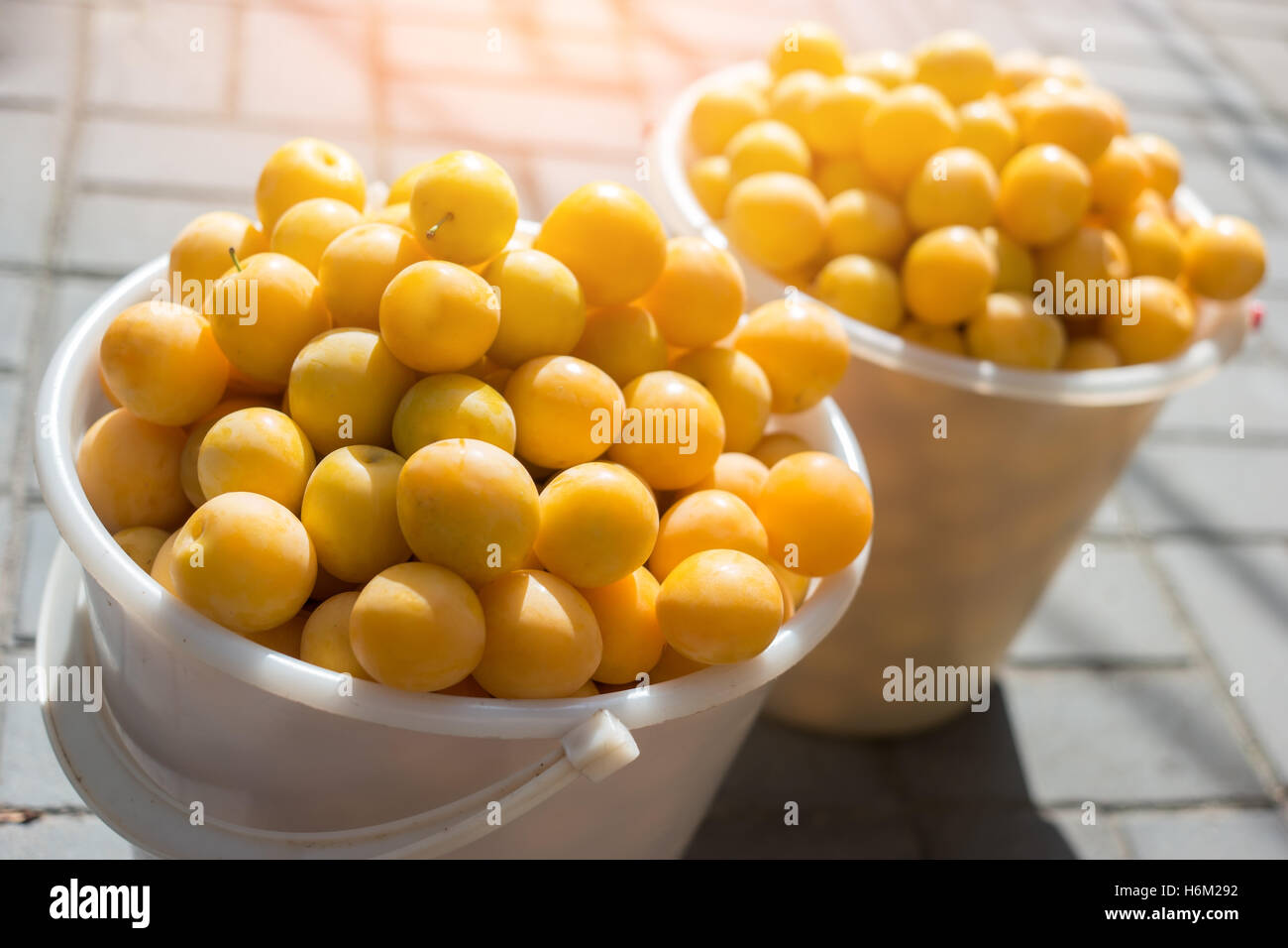 Buckets of fruit Stock Photo - Alamy