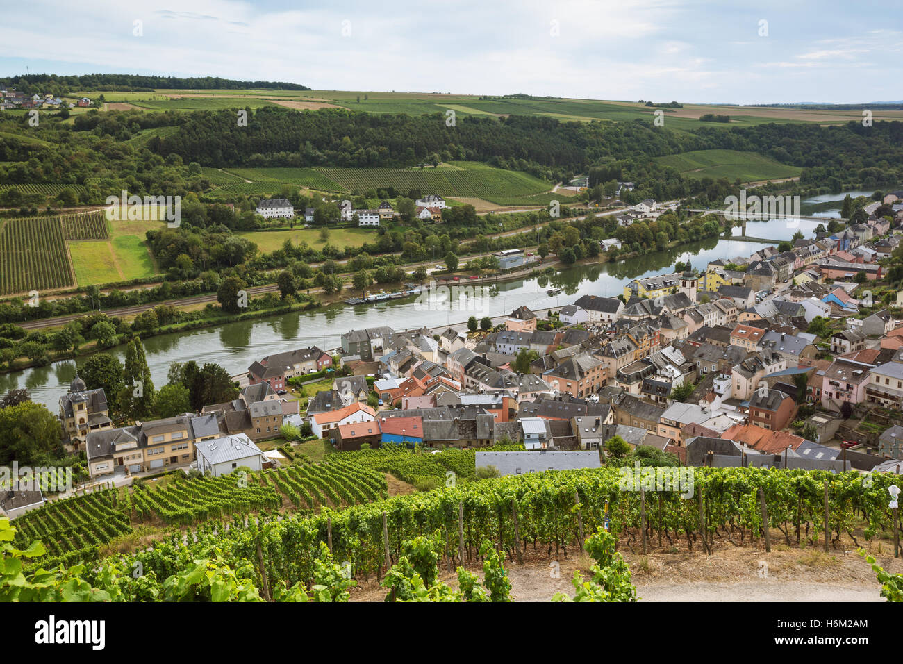 Plunging view over Wormeldange Stock Photo - Alamy