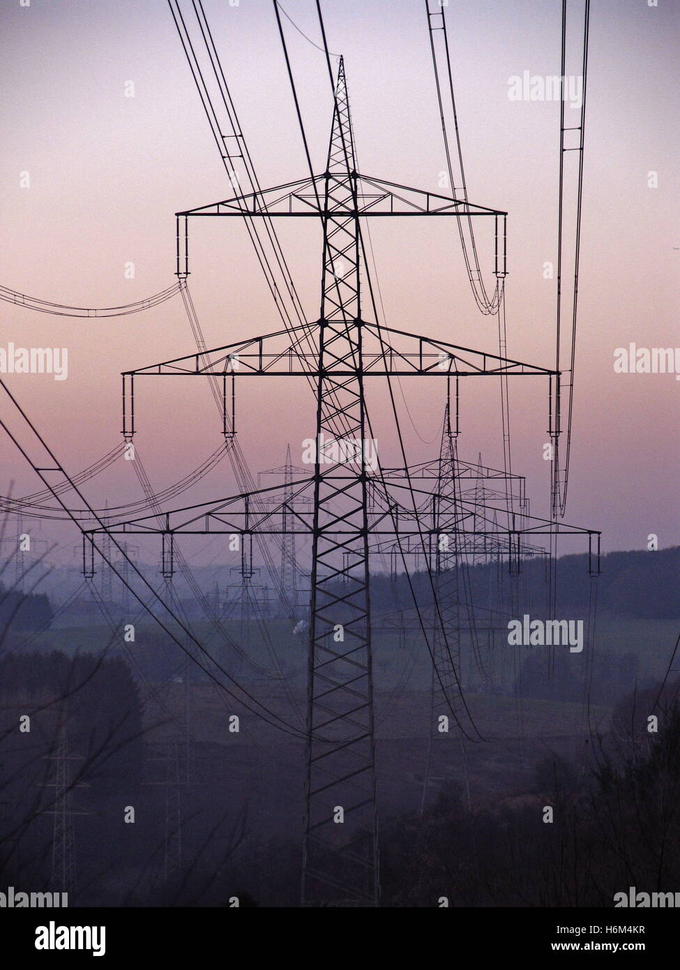 pylons in sunset Stock Photo - Alamy