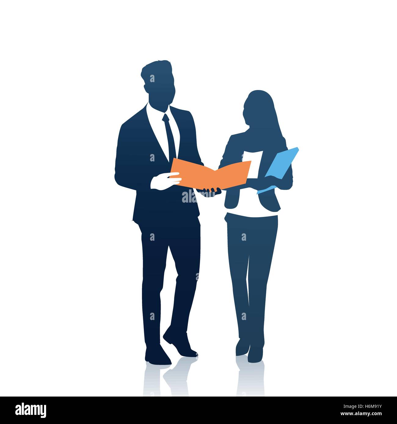 Business People Man And Woman Team Silhouette Businesspeople Couple