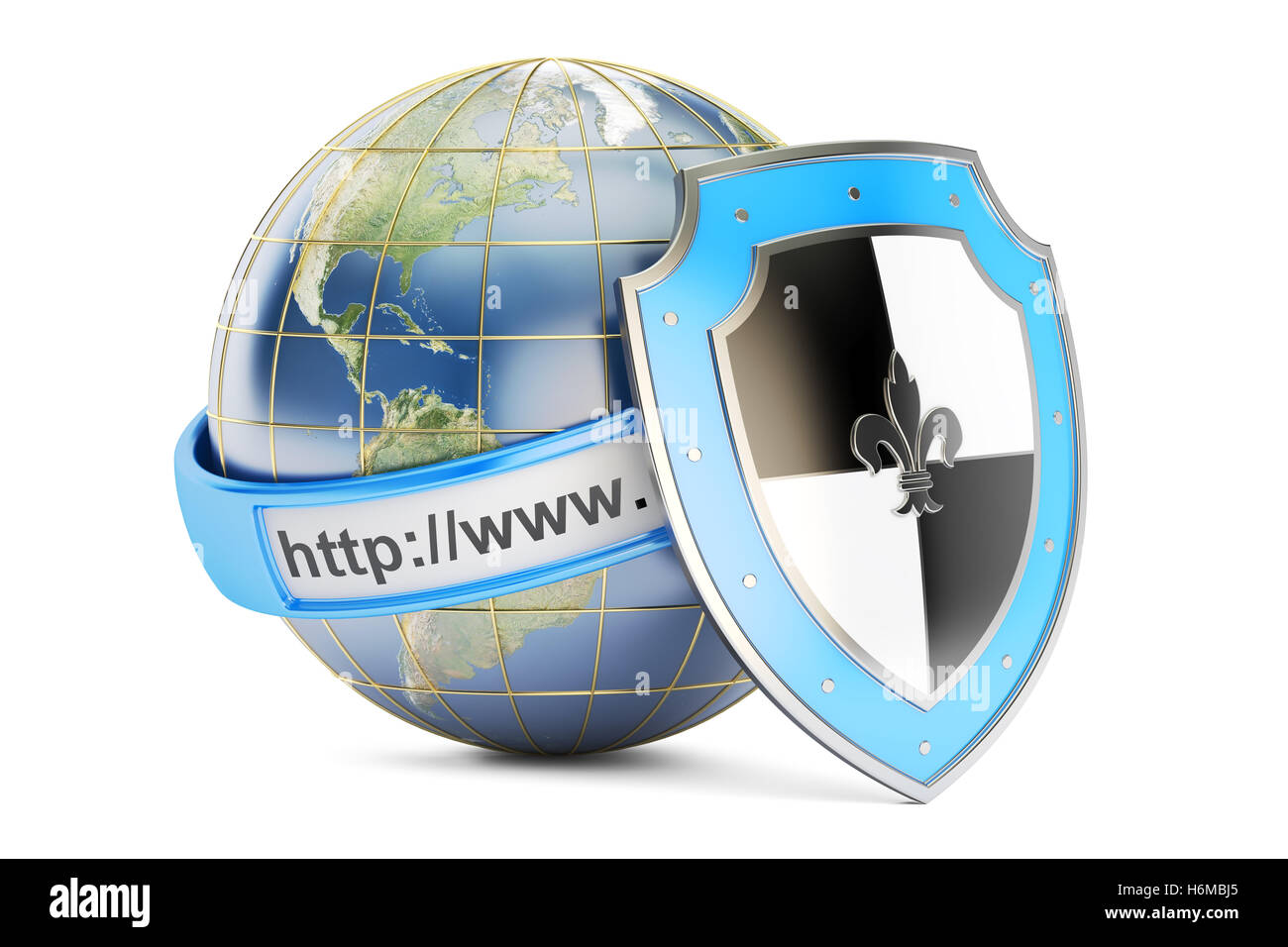 earth with shield, protect concept. 3D rendering isolated on white ...