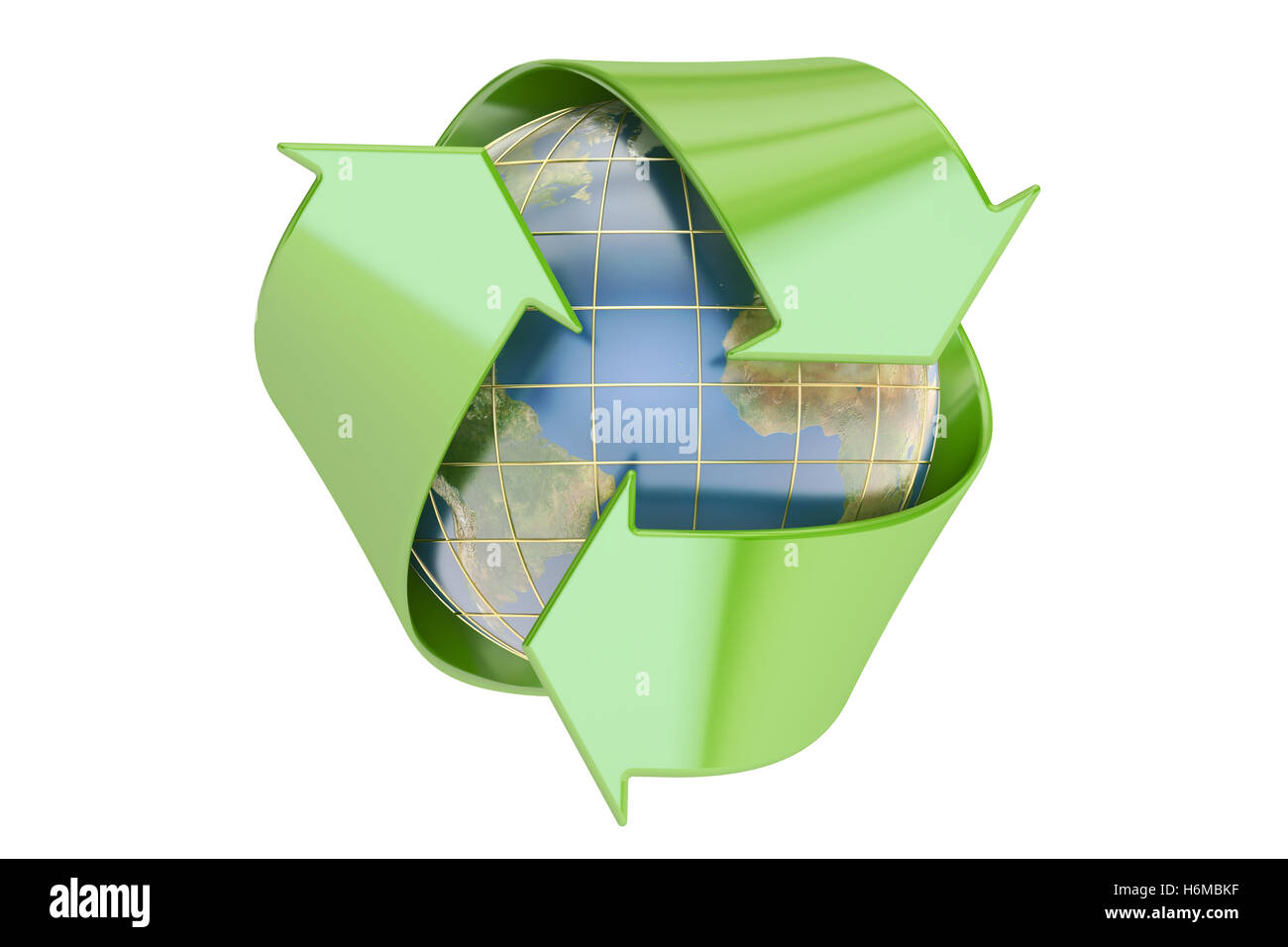 Recycling World Concept, 3D rendering isolated on white background ...