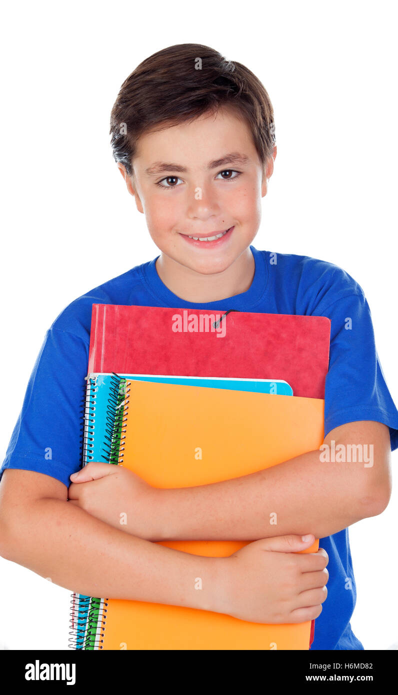 Student boy with ten years old isolated on a white background Stock ...