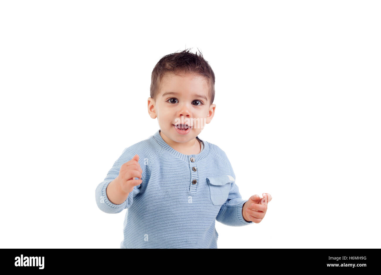 Adorable baby nine months isolated on a white background Stock Photo ...