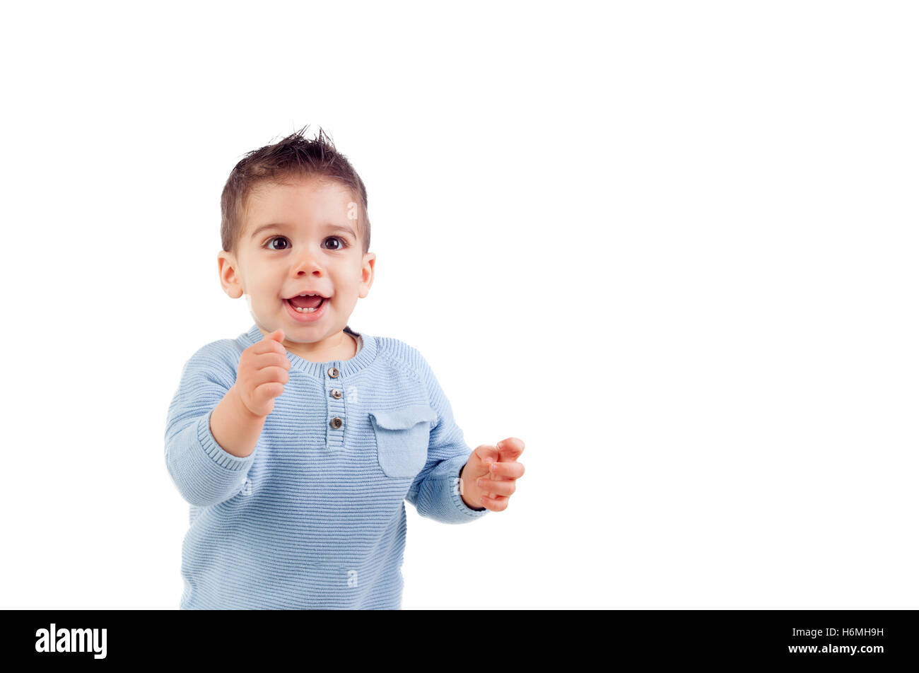 Adorable baby nine months isolated on a white background Stock Photo ...