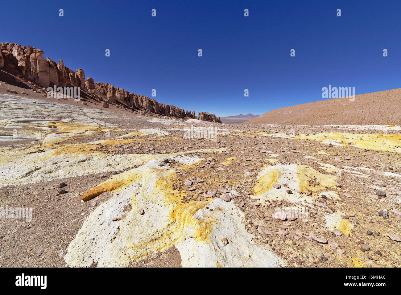 Yellow rock formations in the Atacama desert, Chile Stock Photo - Alamy