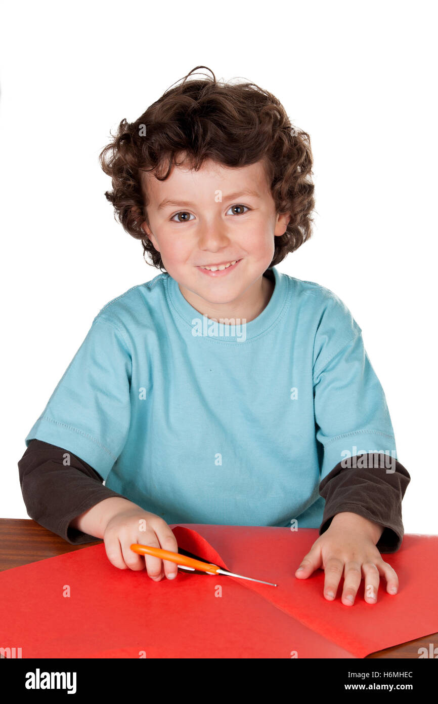 Child doing craft isolated hi-res stock photography and images - Alamy