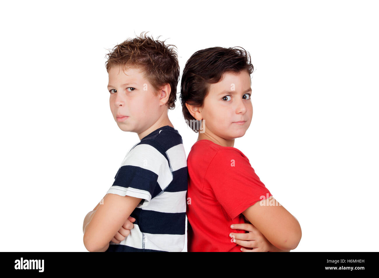 Two friends angry isolated on a white background Stock Photo - Alamy