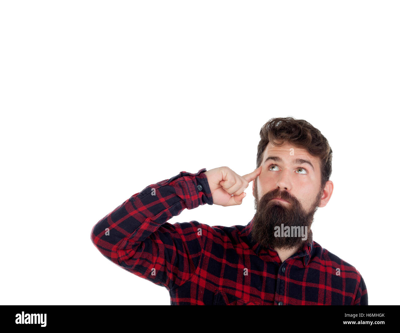 Pensive handsome with long beard isolated on a white background Stock ...