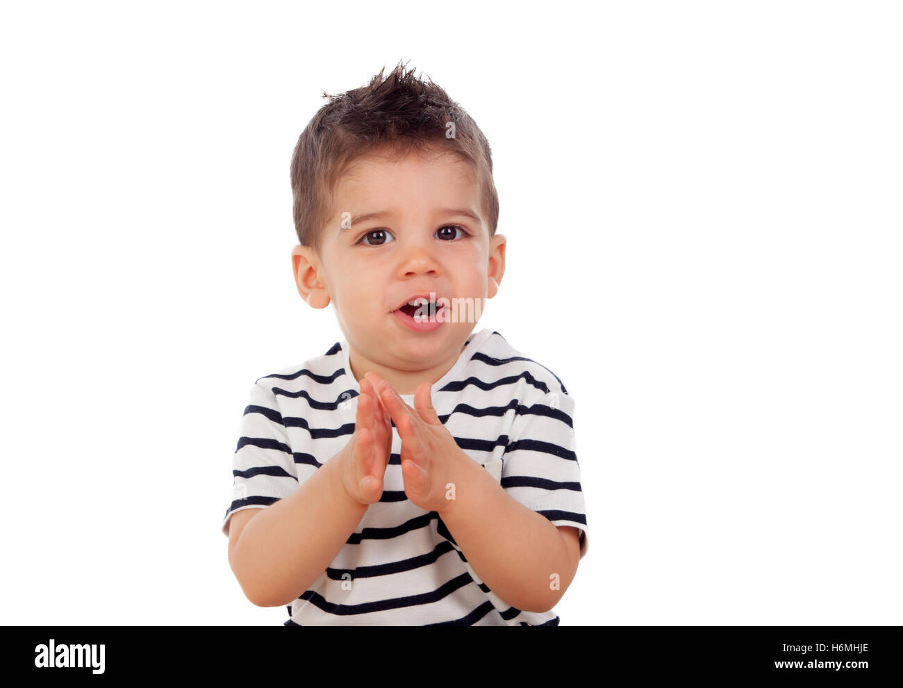 Adorable baby nine months isolated on a white background Stock Photo ...