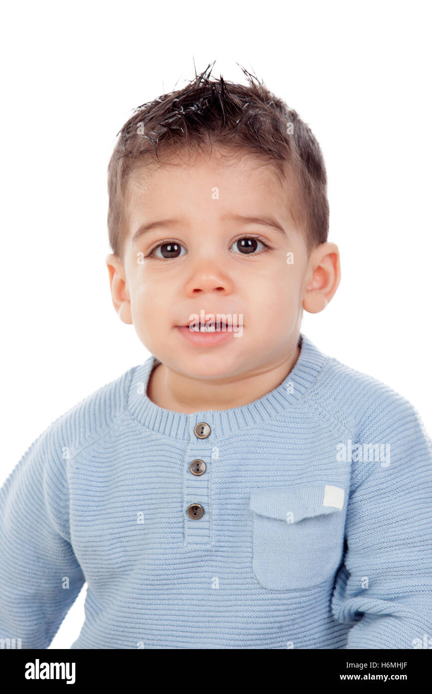 Adorable baby nine months isolated on a white background Stock Photo ...