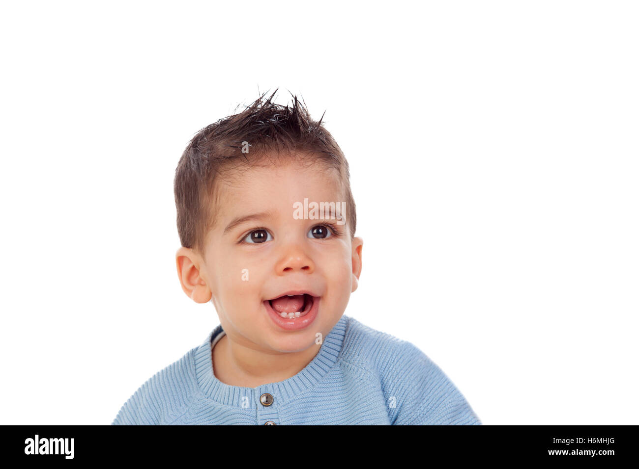 Adorable baby nine months isolated on a white background Stock Photo ...