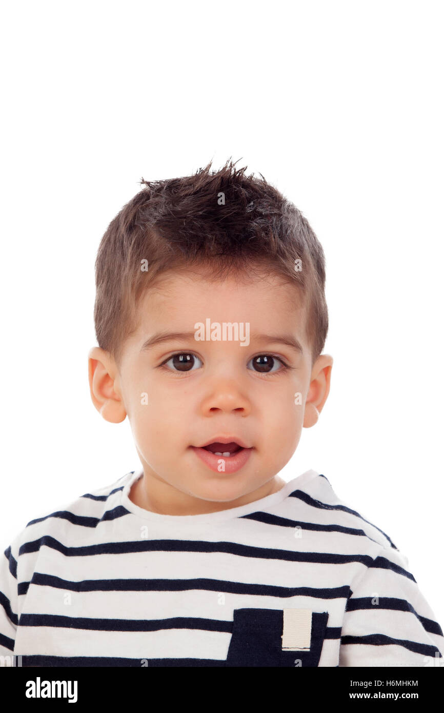 Adorable baby nine months isolated on a white background Stock Photo ...