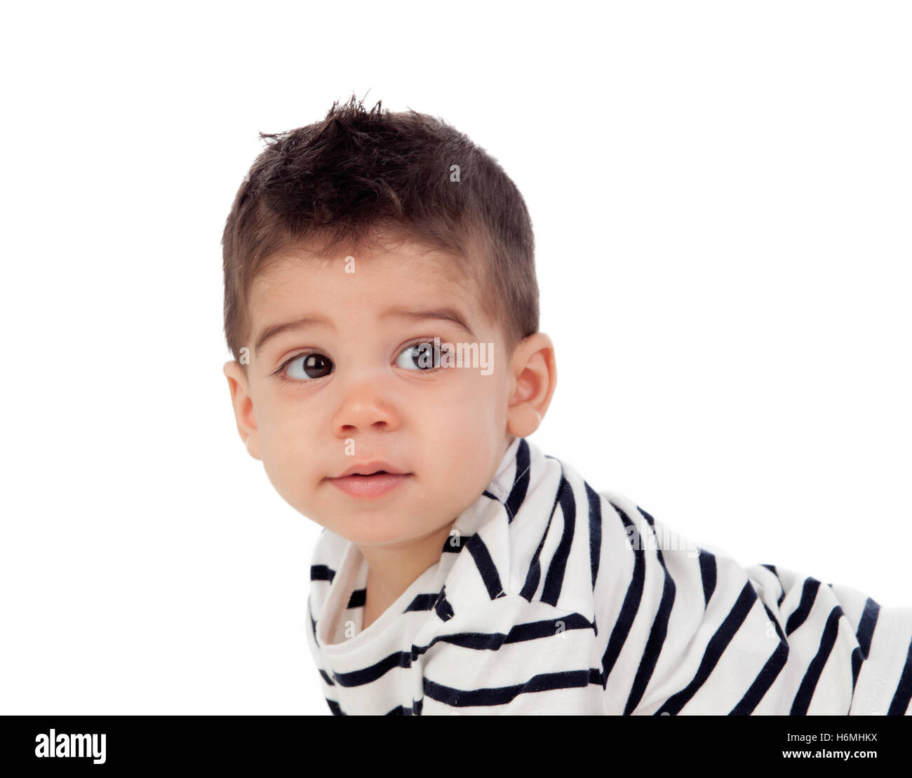 Adorable baby nine months isolated on a white background Stock Photo ...