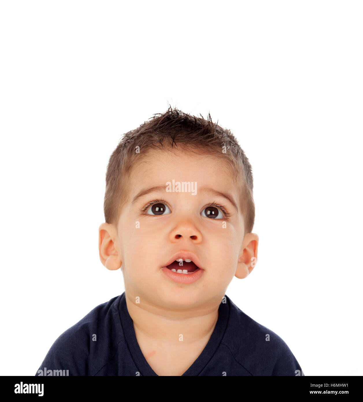Adorable baby nine months isolated on a white background Stock Photo ...