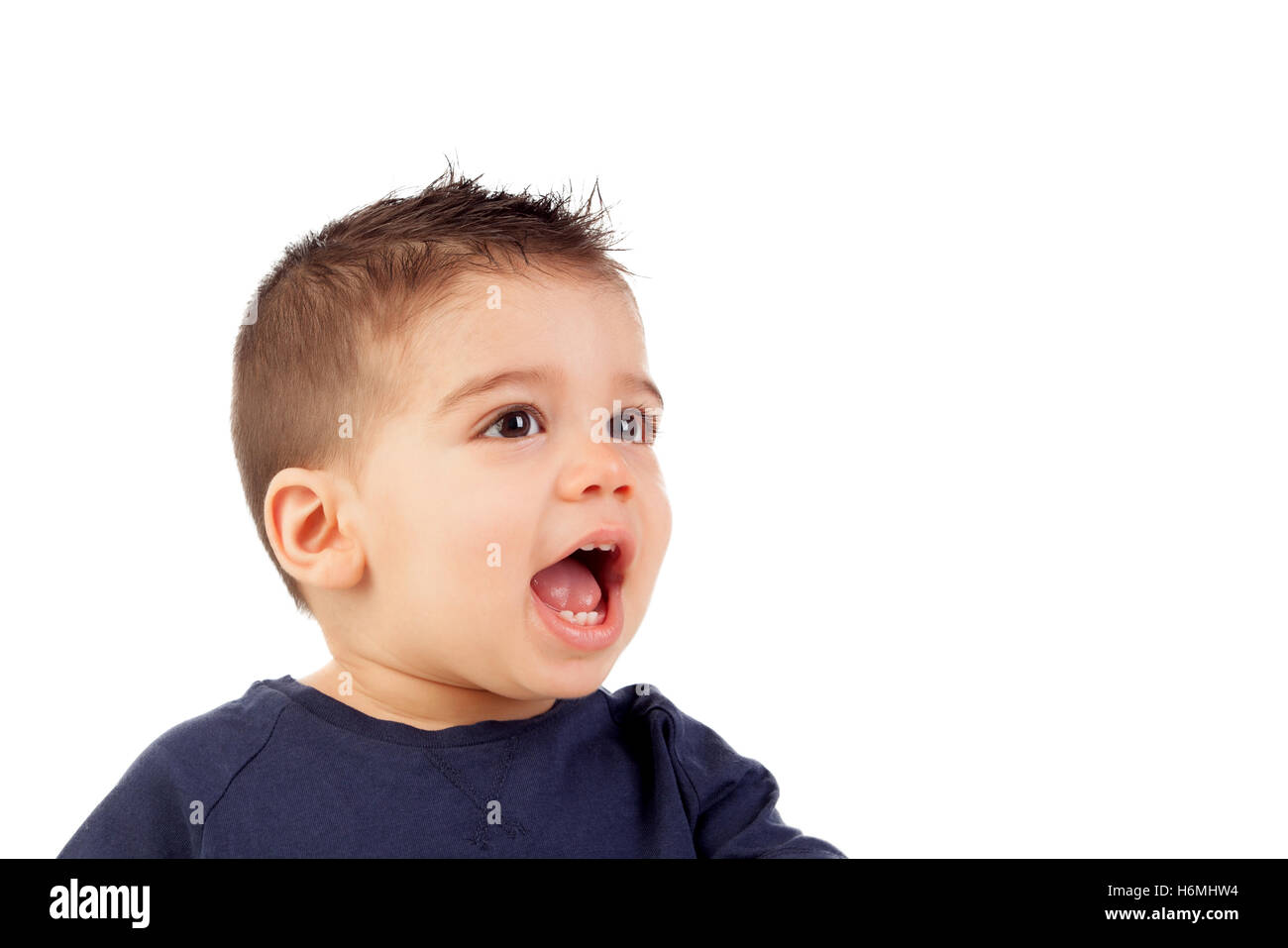 Adorable baby nine months isolated on a white background Stock Photo ...