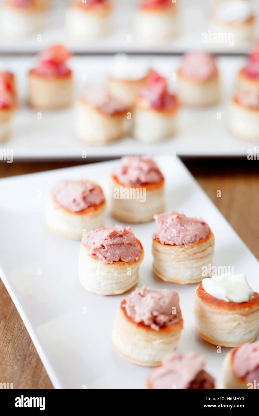 Snacks tasty snacks, assorted canapes cheese and pâté Stock Photo - Alamy
