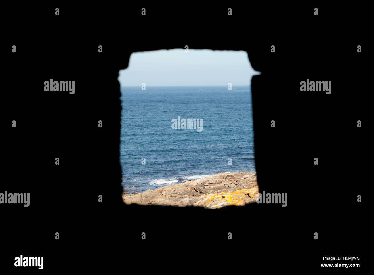 Window of a watchtower overlooking the Atlantic Ocean Stock Photo - Alamy
