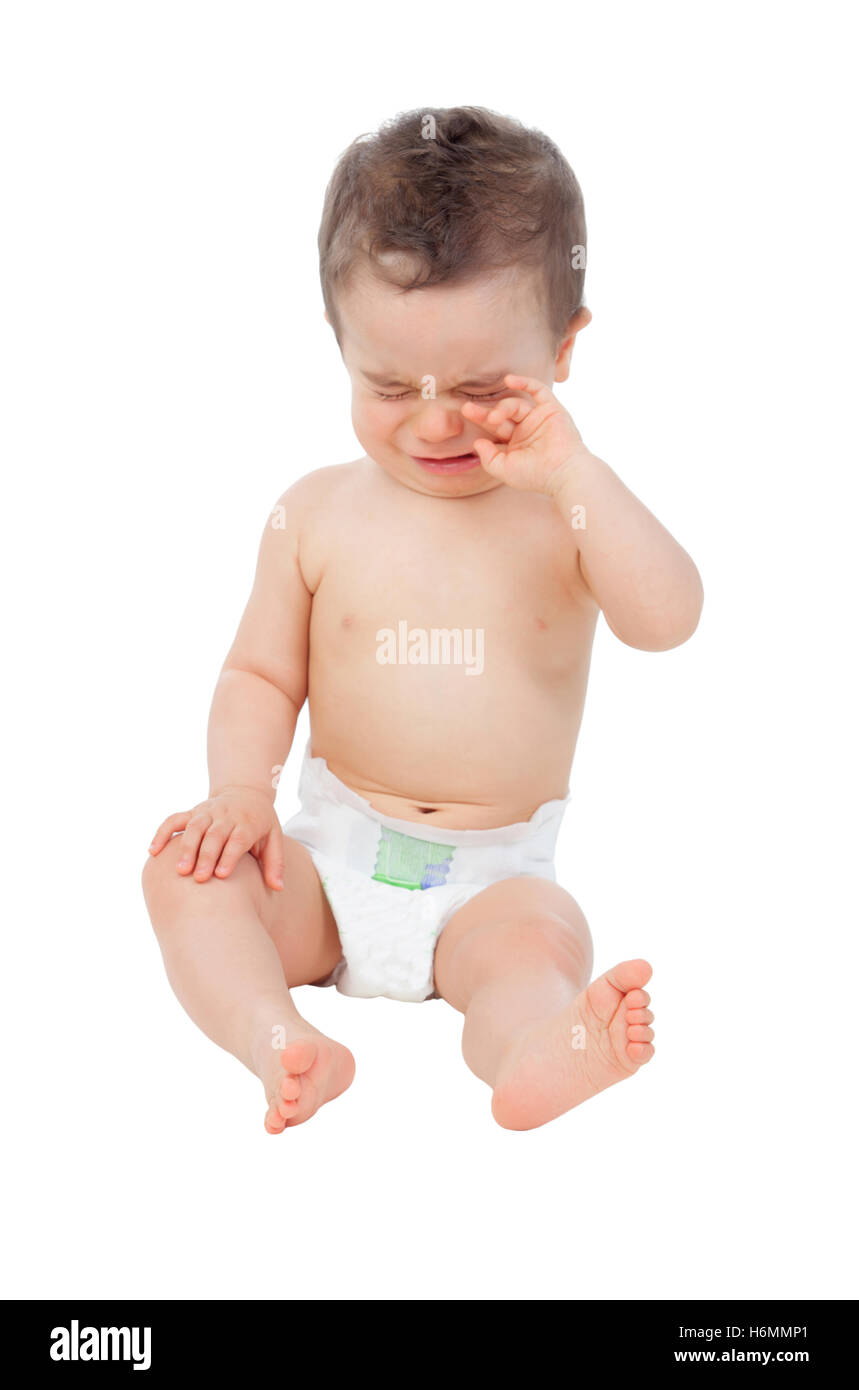 Baby cry white background Cut Out Stock Images & Pictures - Alamy