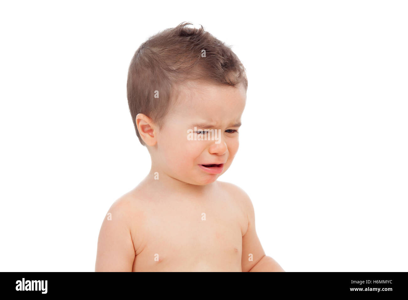 Nice baby crying isolated on a white background Stock Photo - Alamy