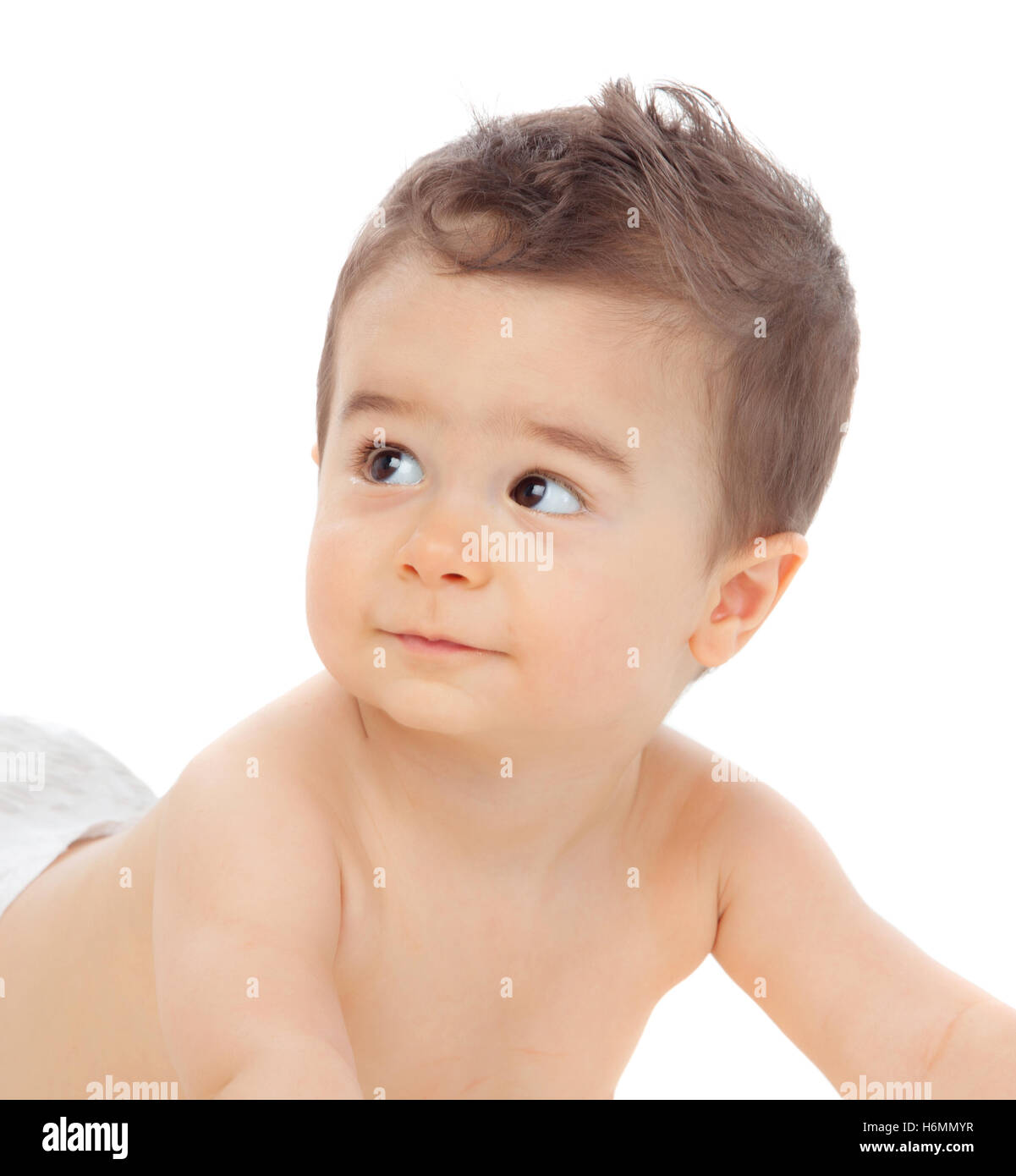 Nice baby looking at side isolated on a white background Stock Photo ...