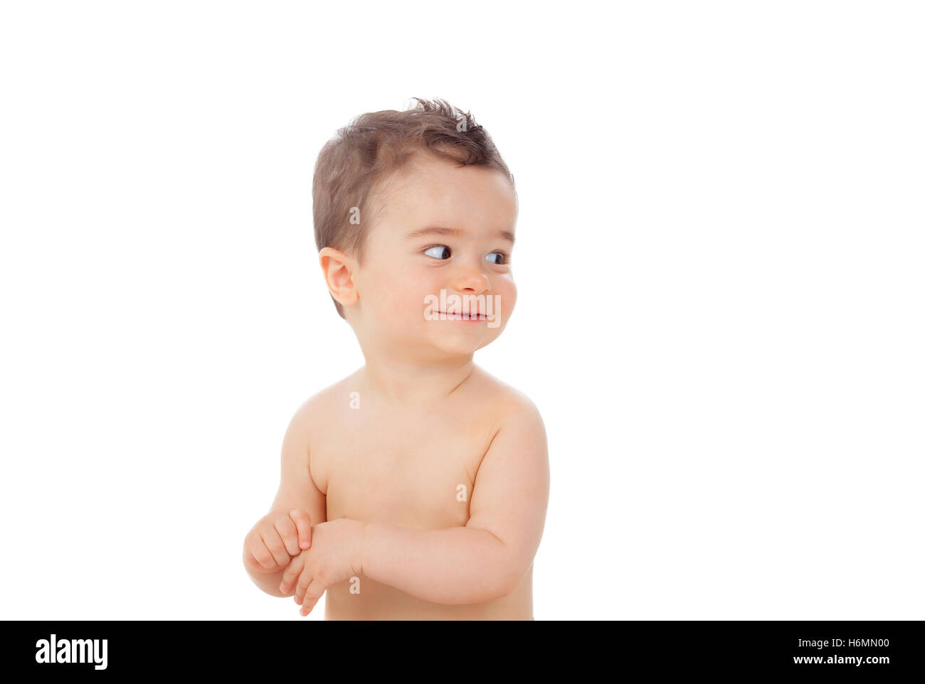 Nice baby looking at side isolated on a white background Stock Photo ...
