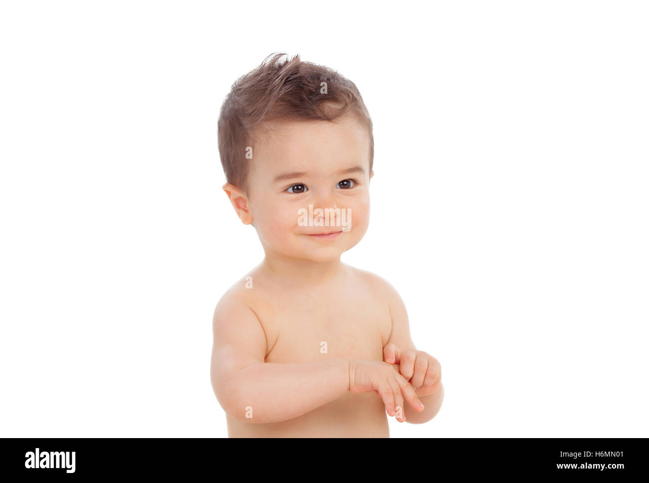 Nice baby looking at side isolated on a white background Stock Photo ...