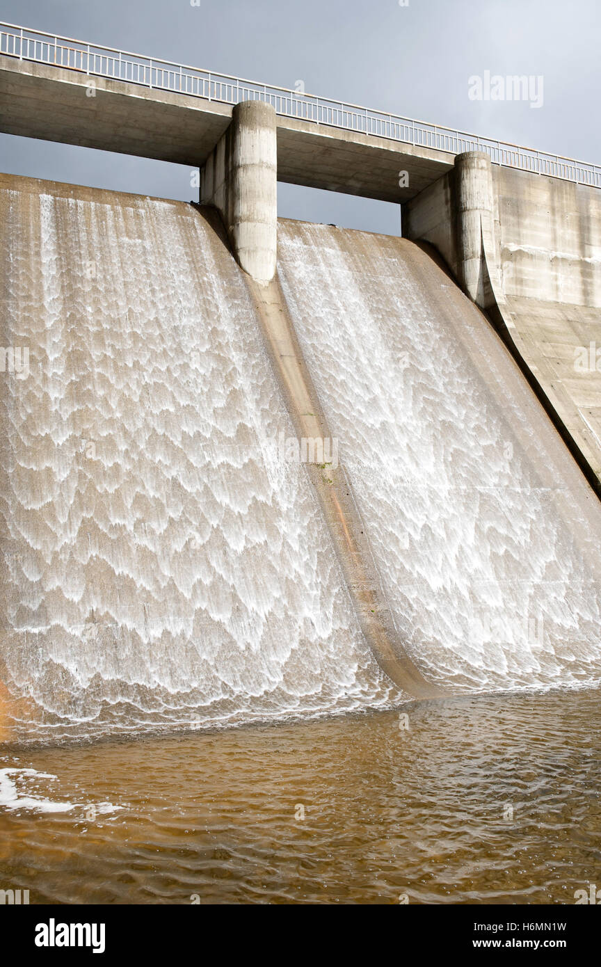 Bridge with cascade falling water hydroelectric power station Stock ...