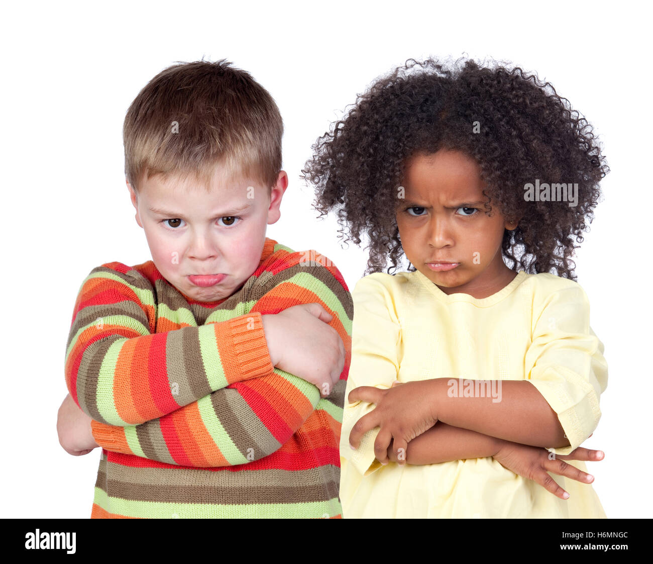 Angry children isolated on a white background Stock Photo - Alamy