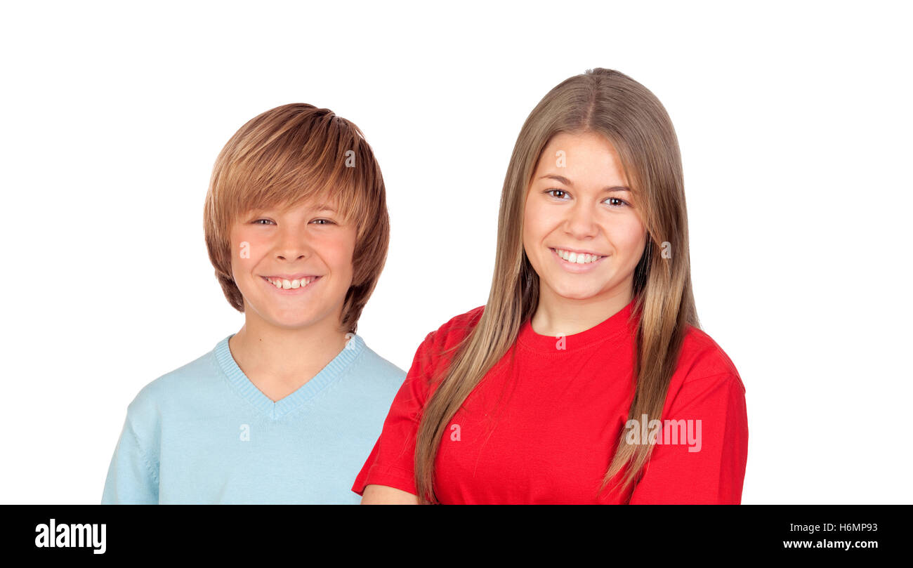 Couple of brothers isolated on a white background Stock Photo - Alamy