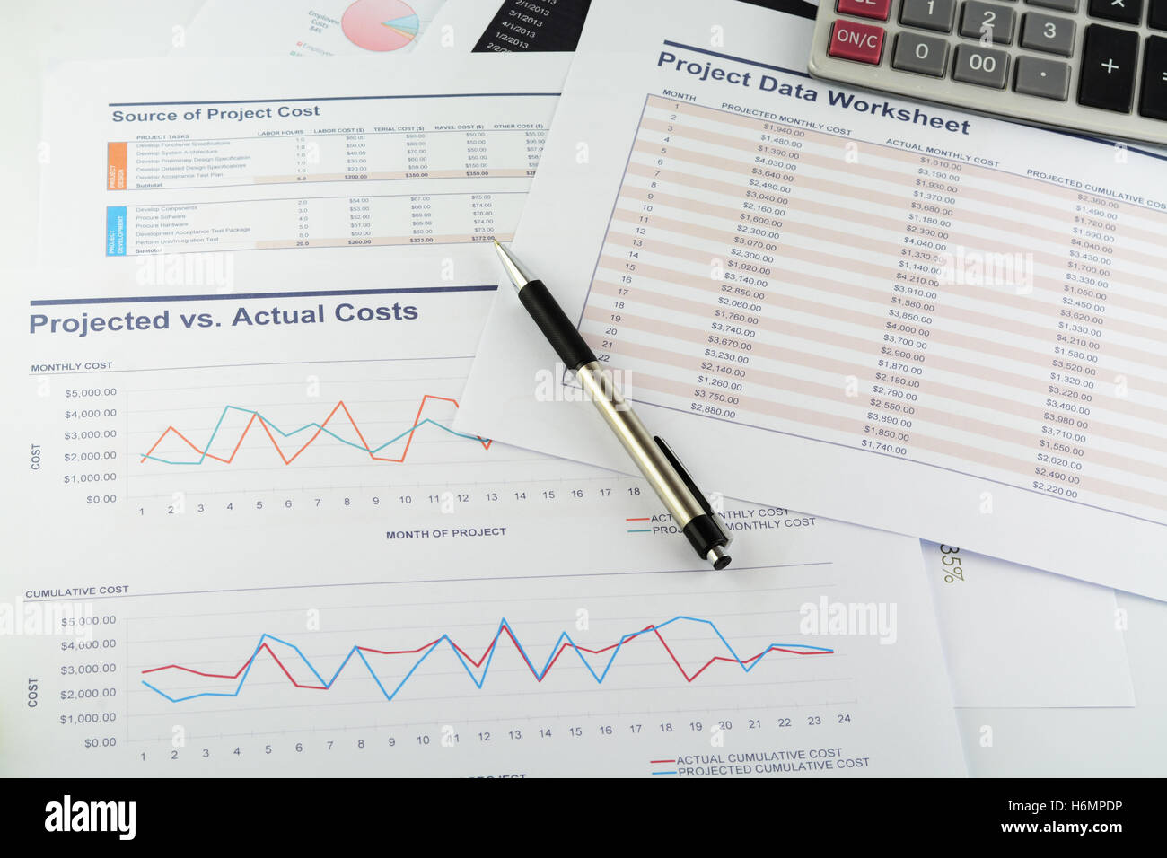 Project data work sheet Stock Photo - Alamy