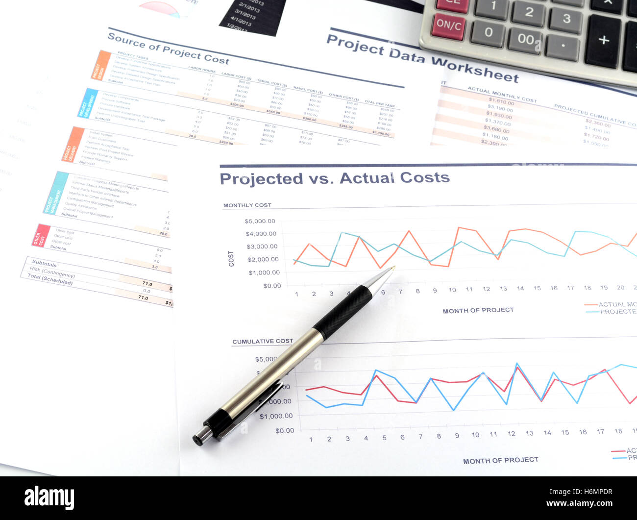 Project data work sheet Stock Photo - Alamy