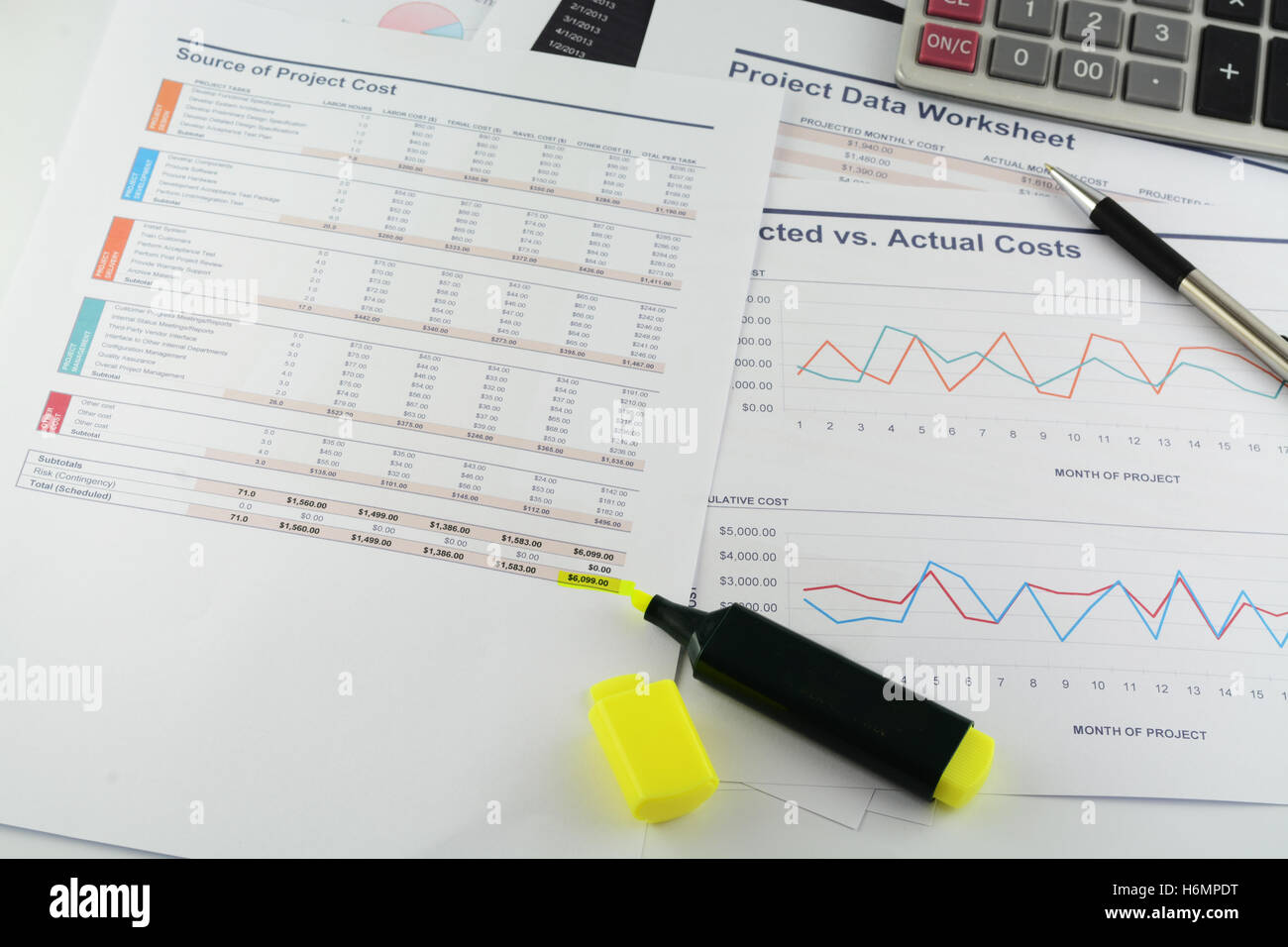 Project data work sheet Stock Photo - Alamy