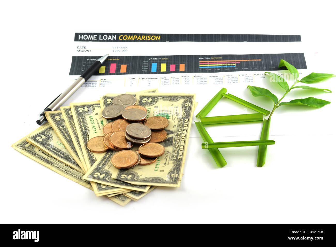 business chart Home loan Comparison on the sheet Stock Photo - Alamy