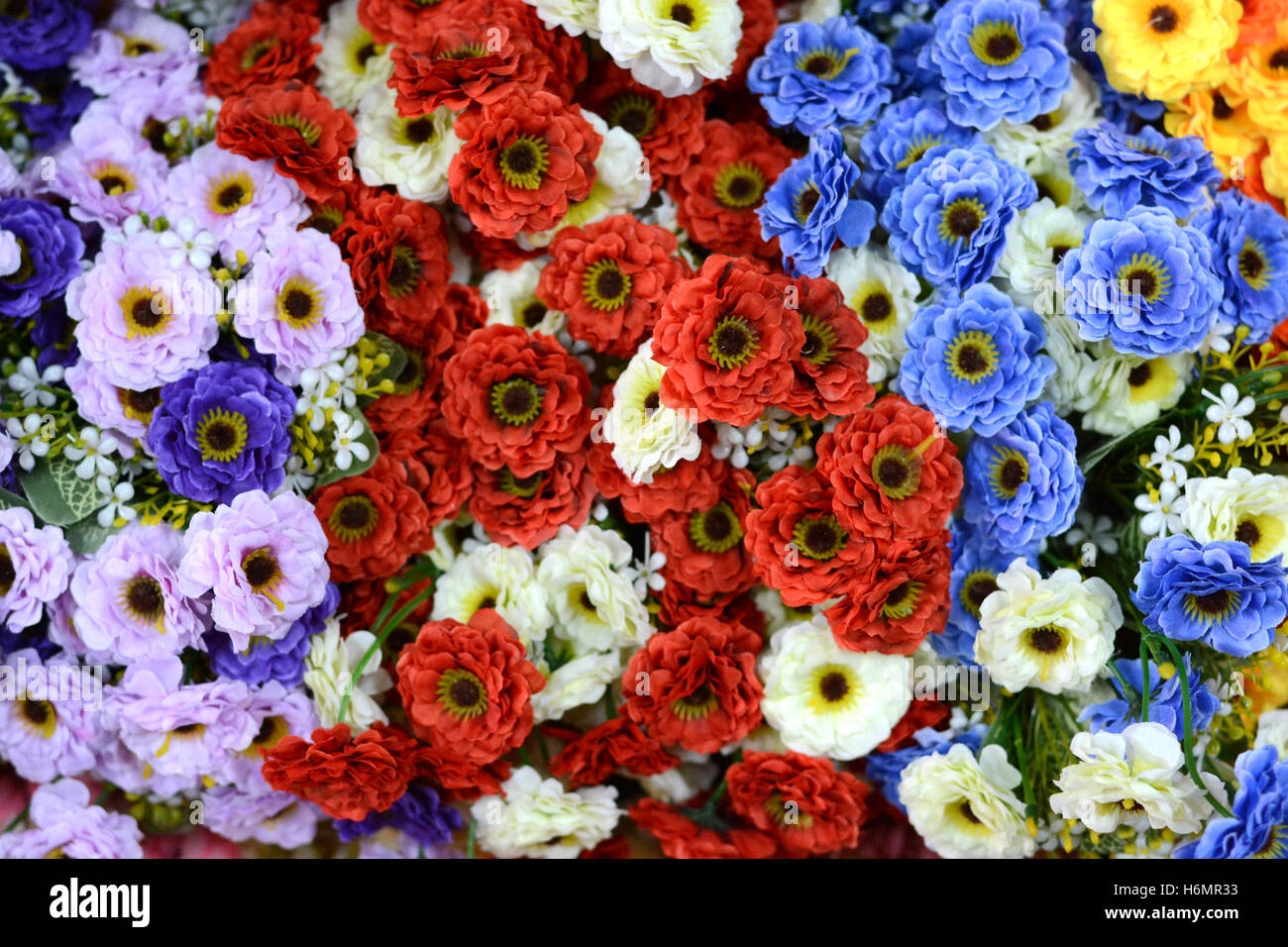 beautiful colors of plastic flowers Stock Photo - Alamy