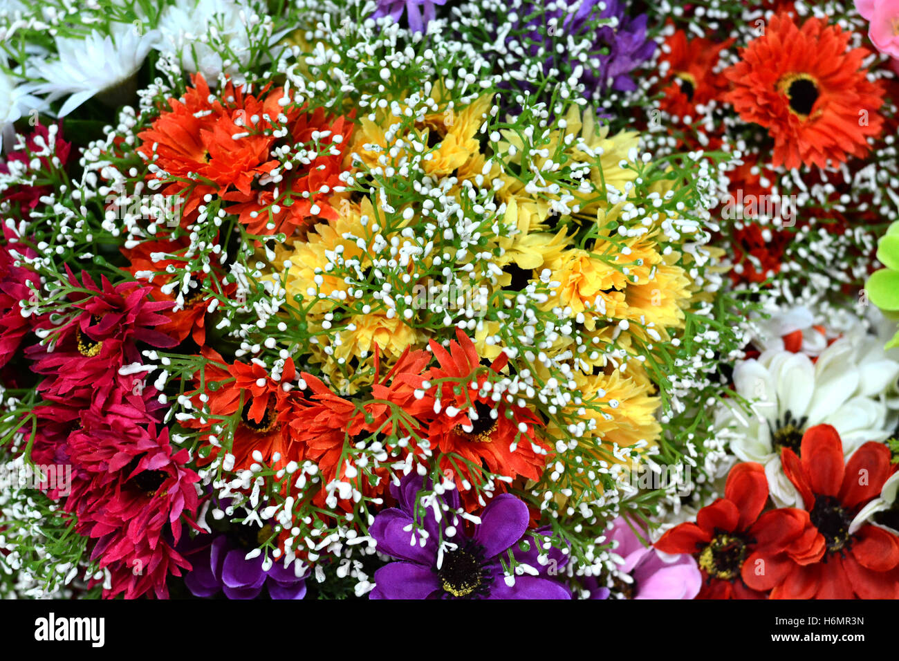beautiful colors of plastic flowers Stock Photo - Alamy