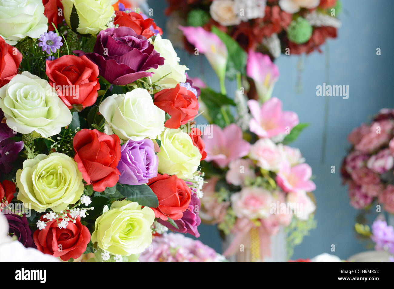 beautiful colors of plastic flowers Stock Photo - Alamy