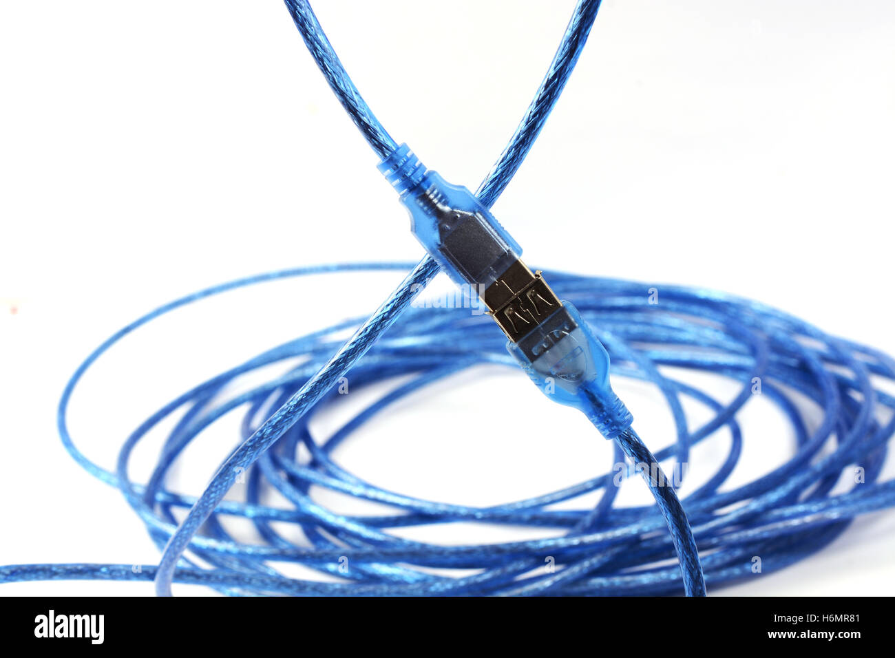 Blue USB cable isolated Stock Photo - Alamy