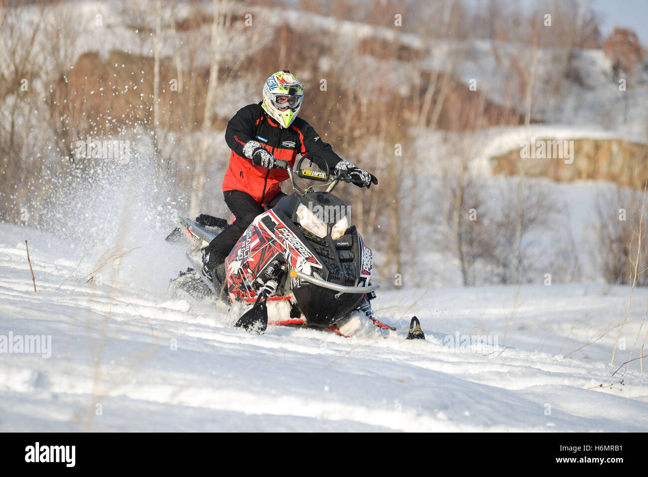 Snowmobile jumping hi-res stock photography and images - Alamy
