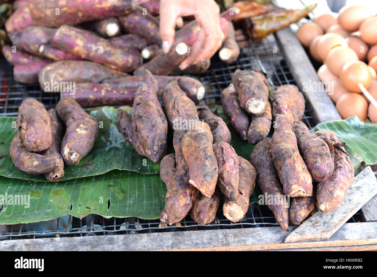 cassava burned for sale Stock Photo - Alamy